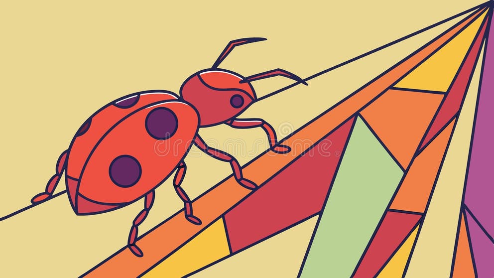 Ladybug on Abstract Geometric Patterns, Symbolizing Nature and Art ...