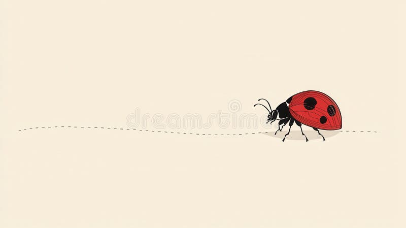 Ladybug Adventure Tiny Insect on a Journey Minimalist Setting Digital ...
