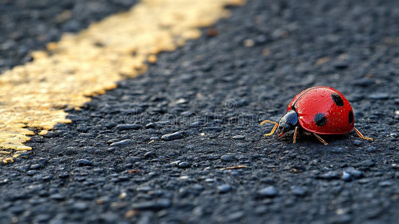 Ladybug on asphalt road stock illustration. Illustration of environment ...