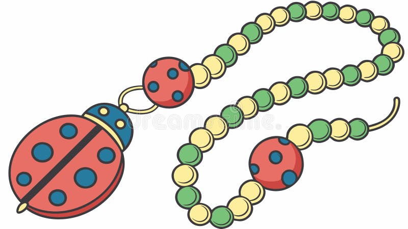 Ladybug Beaded Necklace Vector Illustration, Playful Accessory, Vector ...