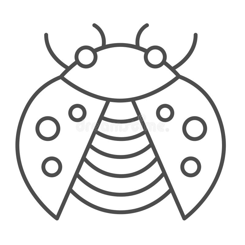 Ladybug Beetle with Open Wings Thin Line Icon, Spring Season Concept ...