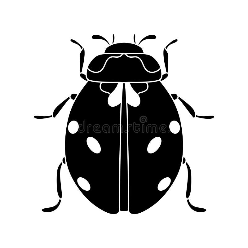 Ladybug Black and White Vector Icon Isolated on White Backrgound Stock ...