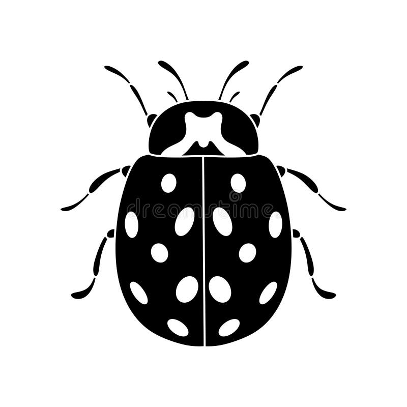Ladybug Black and White Vector Icon Isolated on White Backrgound Stock ...