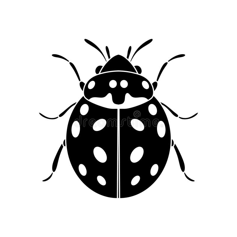 Ladybug Black and White Vector Icon Isolated on White Backrgound Stock ...