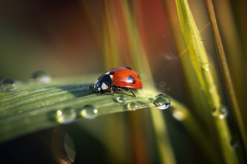 Ladybug on a Blade of Grass in the Summer Stock Photo - Image of blade ...