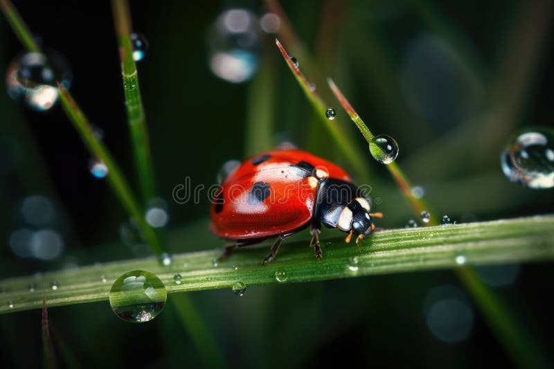 Ladybug on a Blade of Grass in the Summer Stock Illustration ...