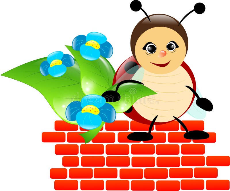 Ladybug boy on brick wall stock illustration. Illustration of animal ...