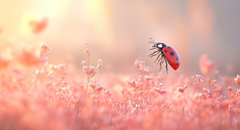 A Ladybug is Captured Taking Flight from a Green Leaf in a Close-up of ...