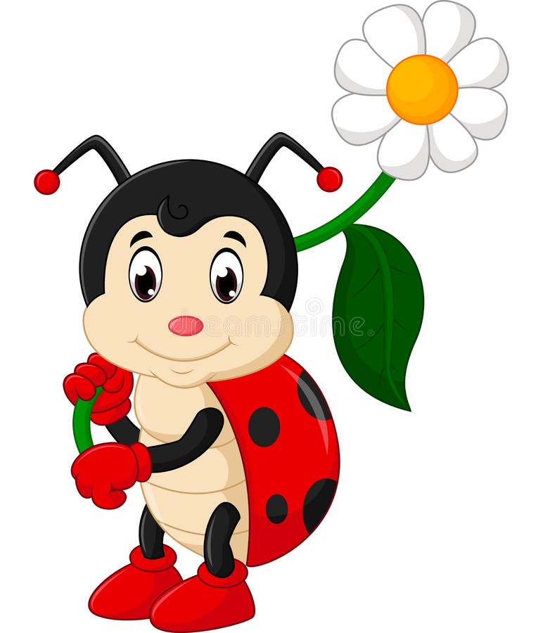 Ladybug Cartoon with Heart I Love You Stock Illustration - Illustration ...