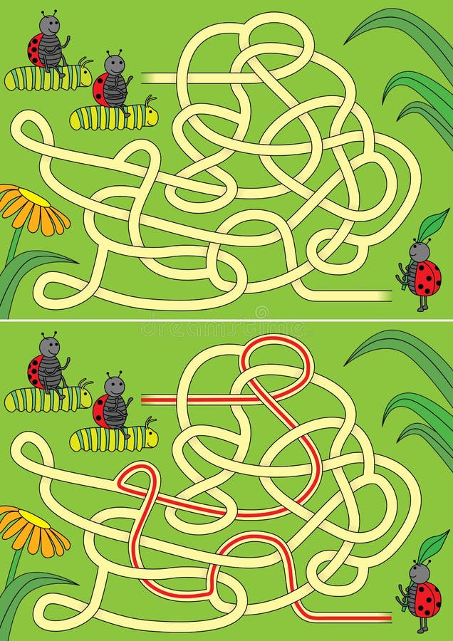 Ladybug maze stock vector. Illustration of game, brain - 146997806