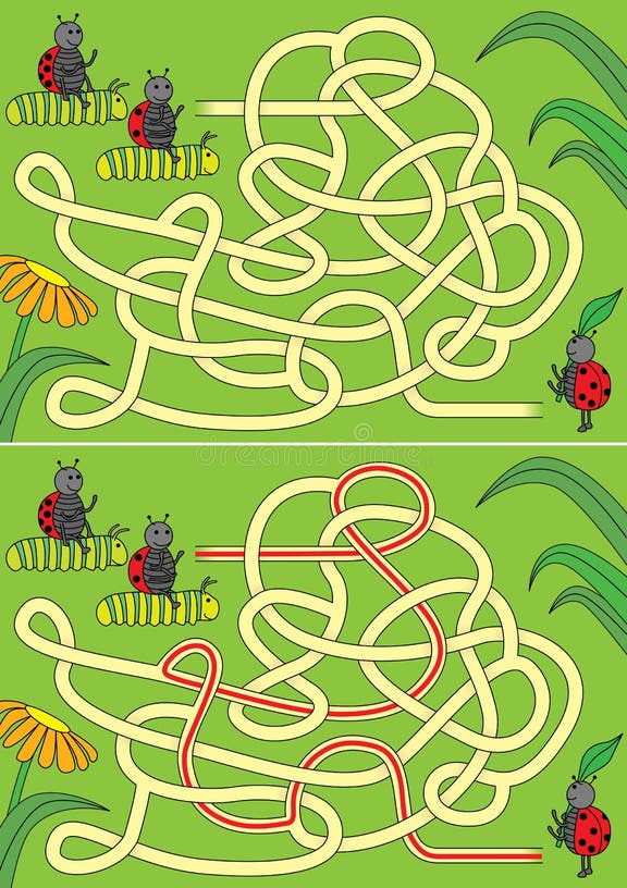 Ladybug maze stock vector. Illustration of game, brain - 146997806