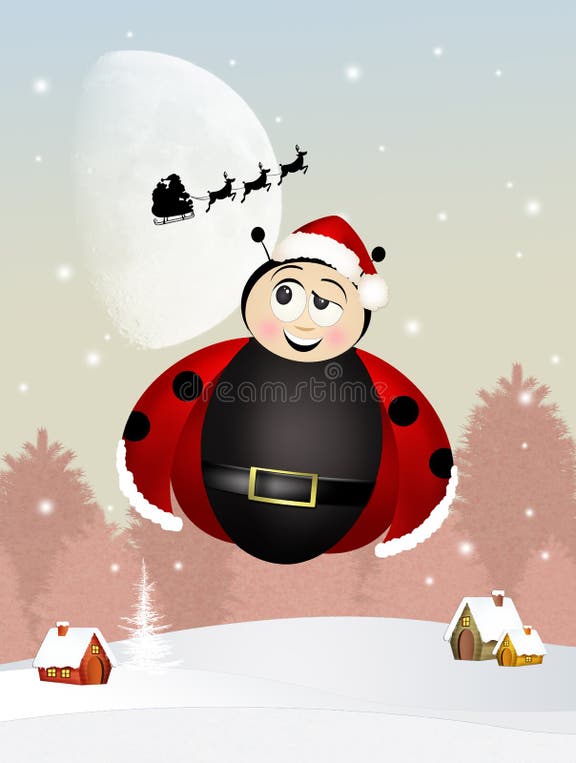 Ladybug at Christmas stock illustration. Illustration of greeting ...
