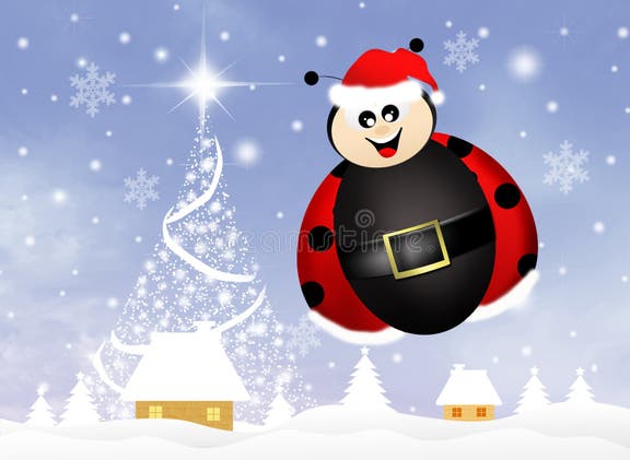 Ladybug at Christmas stock illustration. Illustration of frozen - 34432214