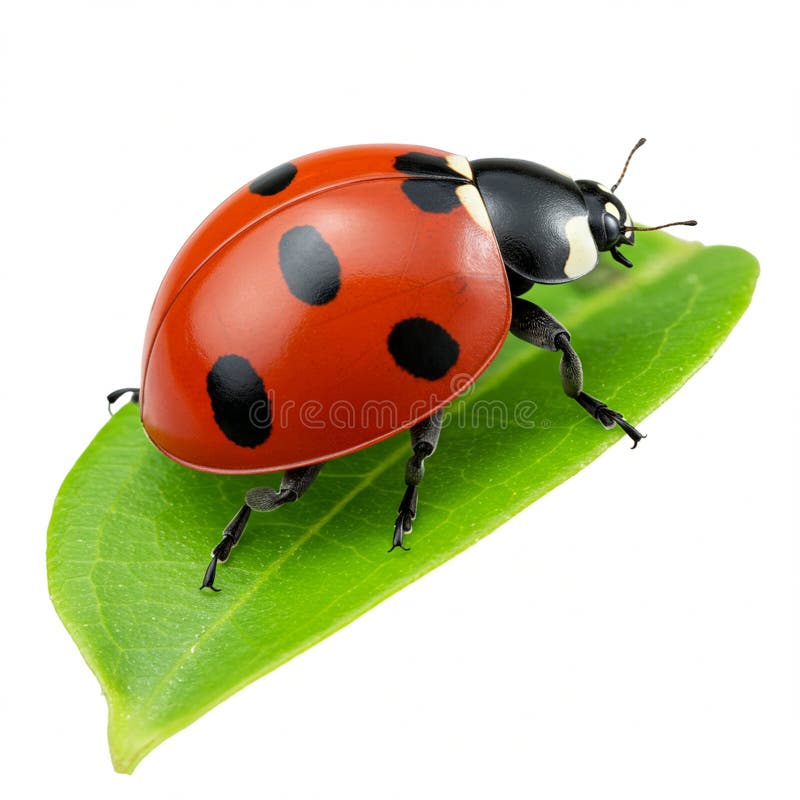 A Ladybug, or Coccinellidae, with a Glossy Red Shell Featuring Black ...