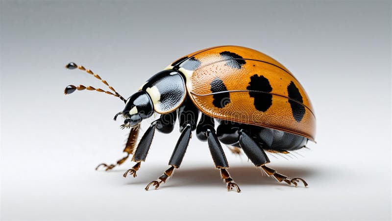 Side Profile of Ladybug with Elytra Closed and Legs Visible, Isolated ...