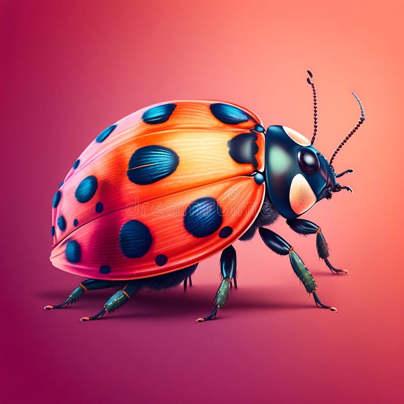 Ladybug Colorful Illustration Closeup. Generative AI Stock Illustration ...