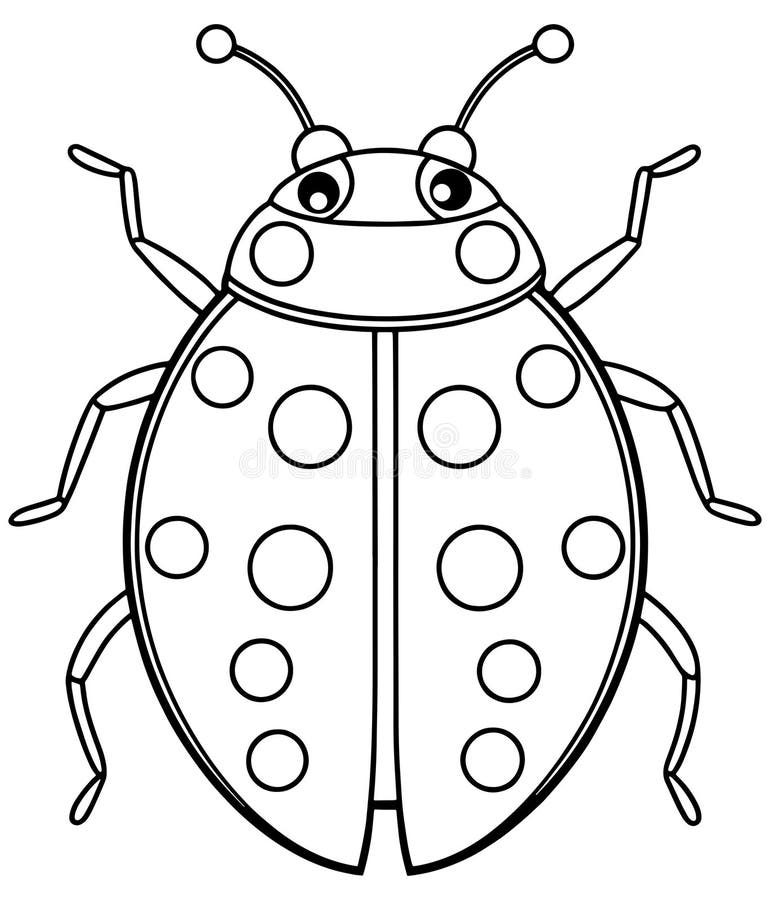 Ladybug Coloring Drawing for Toddlers Fun Stock Vector - Illustration ...