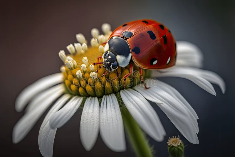 Ladybug with Daisy Flower. Illustration AI Generative Stock ...