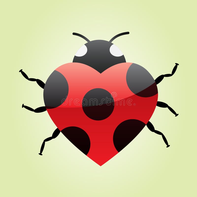 Ladybug do coração ilustração do vetor. Ilustração de moderno - 7466024