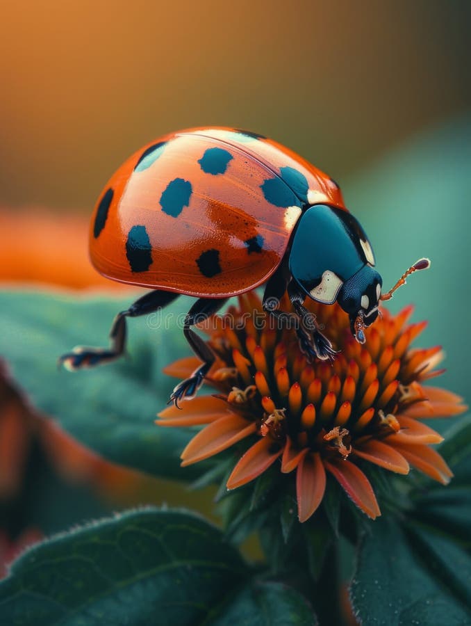 Ladybug on Flower in the Garden Stock Photo - Image of black, botany ...