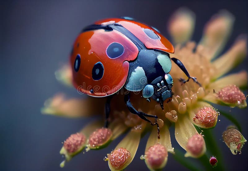Ladybug on a Flower Macro Photography. Stock Illustration ...