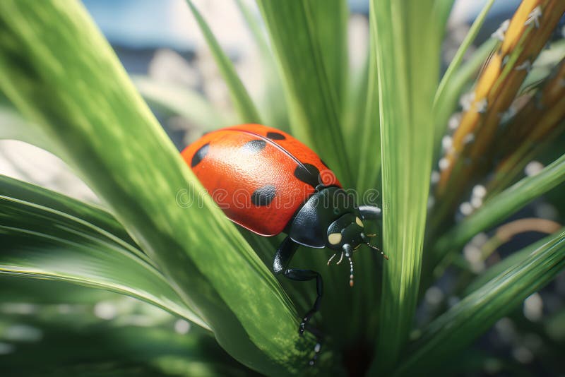 Ladybug on a Flower. Spring Nature Stock Photo - Image of nature ...