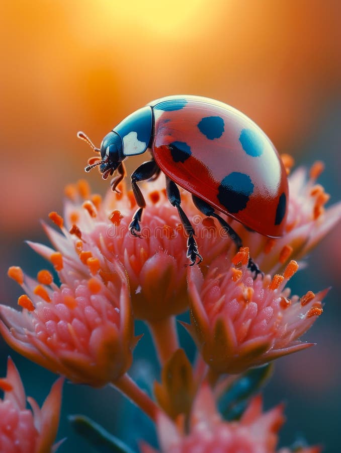 Ladybug on Flower in the Sunlight Stock Image - Image of animal, petal ...