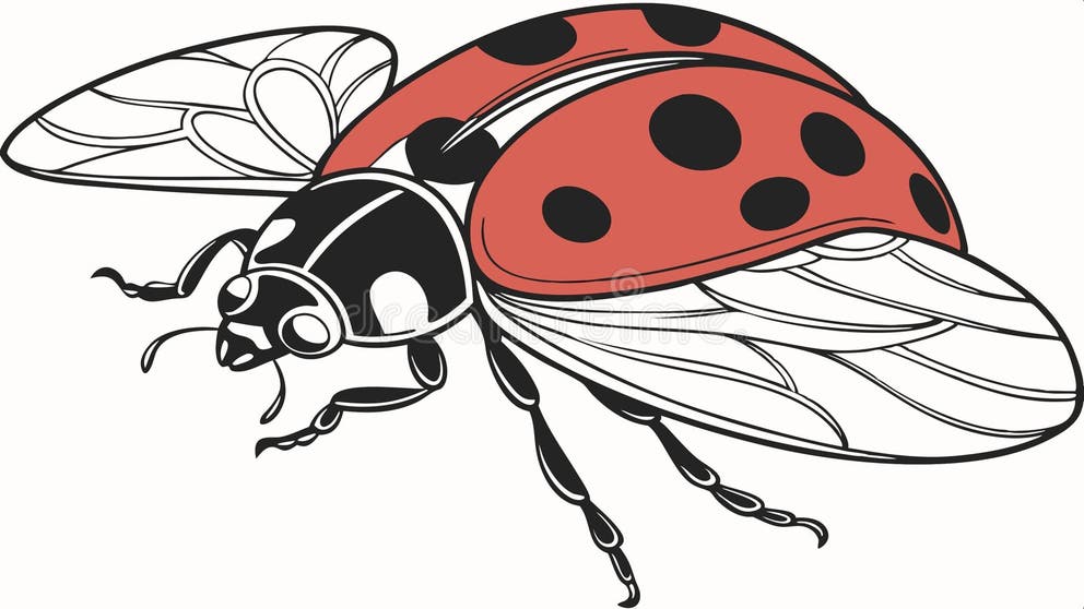 Ladybug Flying, Insect in Motion Vector Design Illustration Generative ...