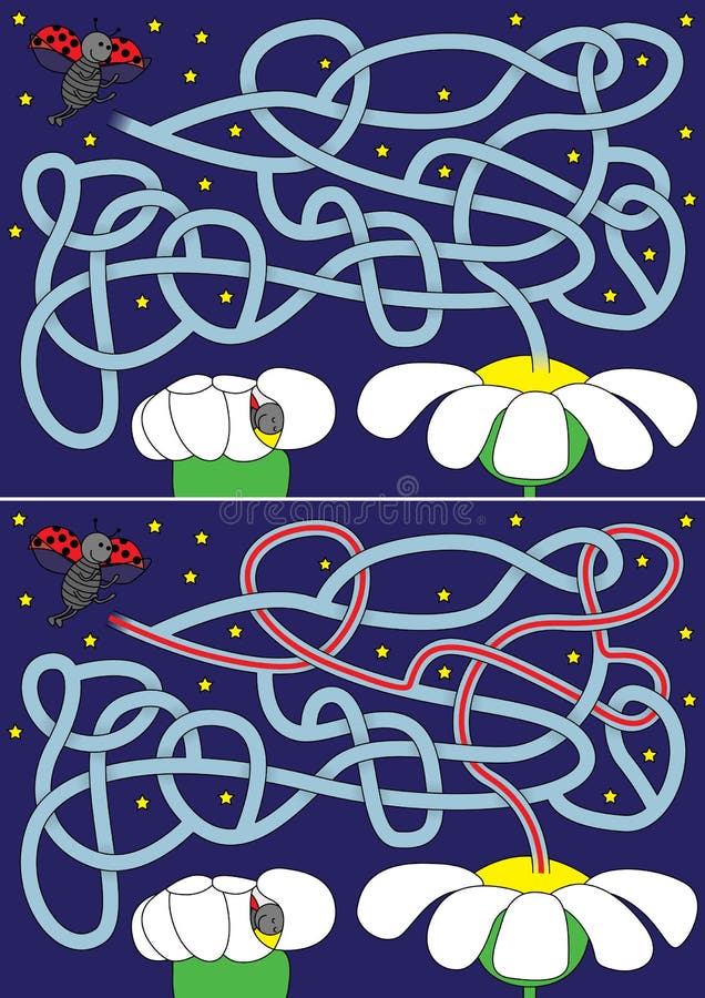 Ladybug maze stock vector. Illustration of game, easy - 142938337