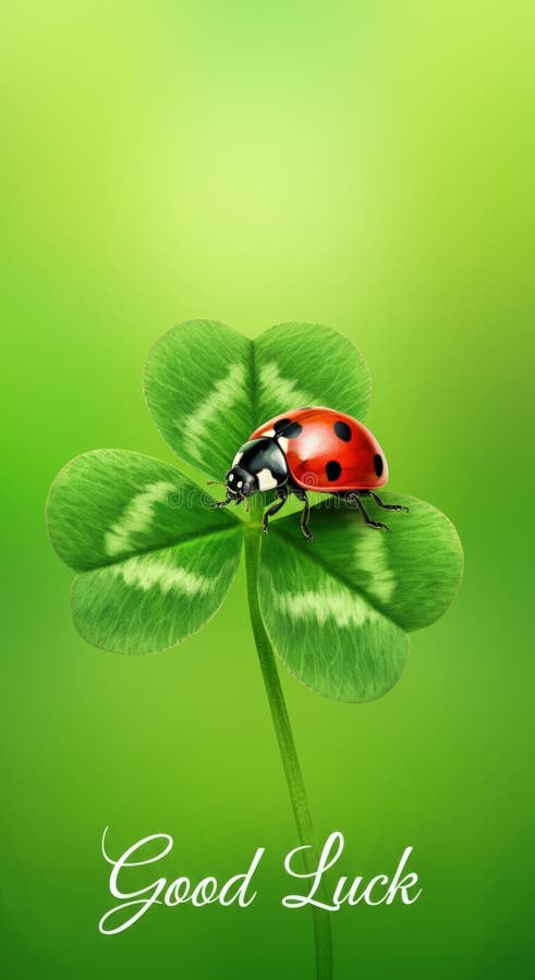 Ladybug on a Four-leaf Clover Symbolizing Good Luck Stock Illustration ...