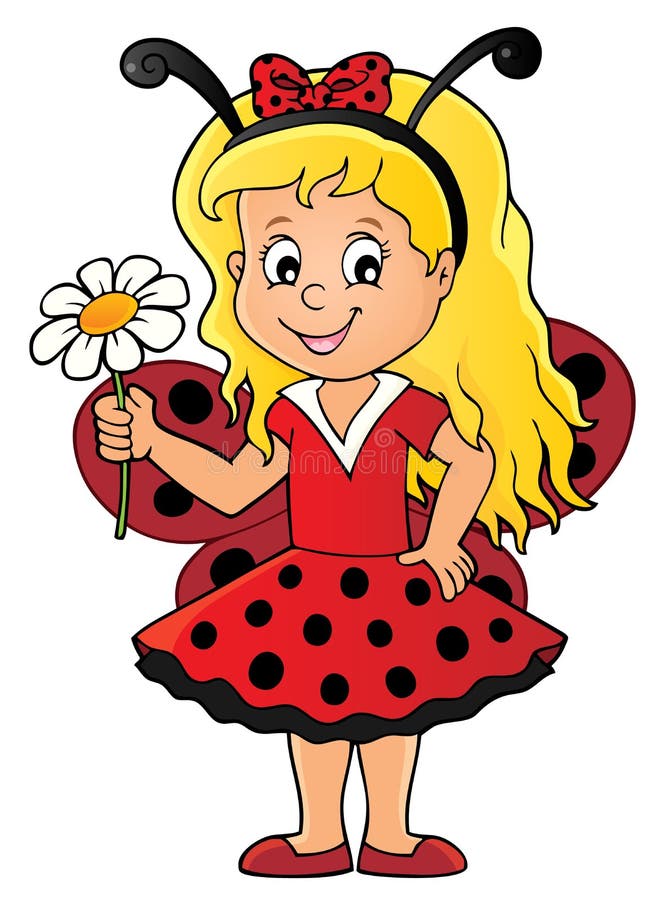 Ladybug girl theme image 2 stock vector. Illustration of antenna ...