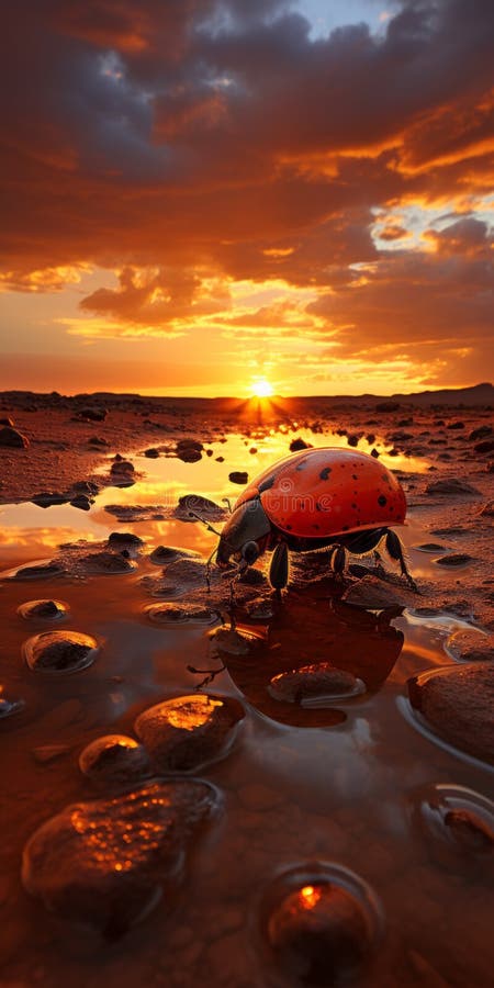 Sunset Ladybug: a Photo-realistic Landscape in the Style of Mars Ravelo ...