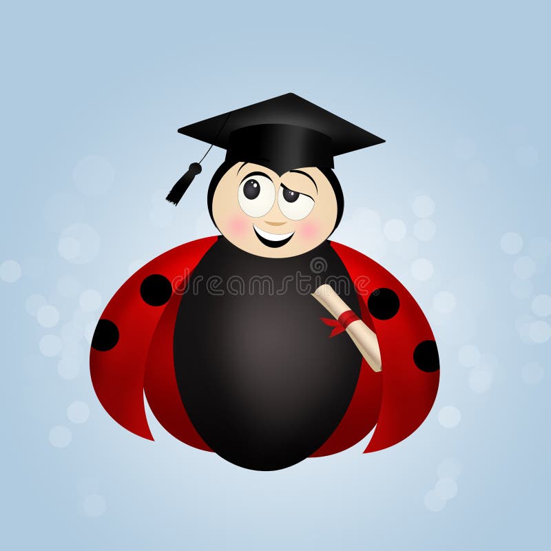Ladybug graduate stock illustration. Illustration of postcard - 90441523
