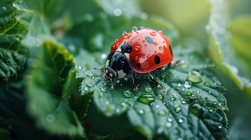 Ladybug in the Green Grass. Macro Bugs and Insects World. Stock ...