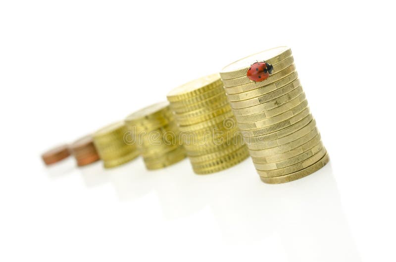 Growing Stack of Coins on Wooden Table. Financial Success and ...