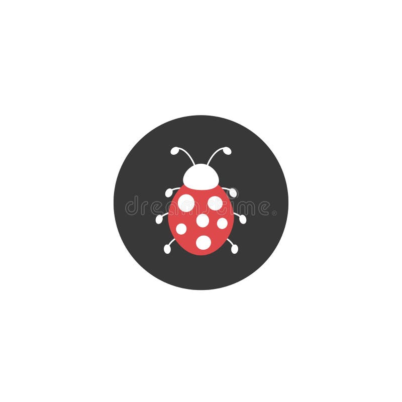 Ladybug Icon in Black Circle. Beetle Isolated on White Stock ...