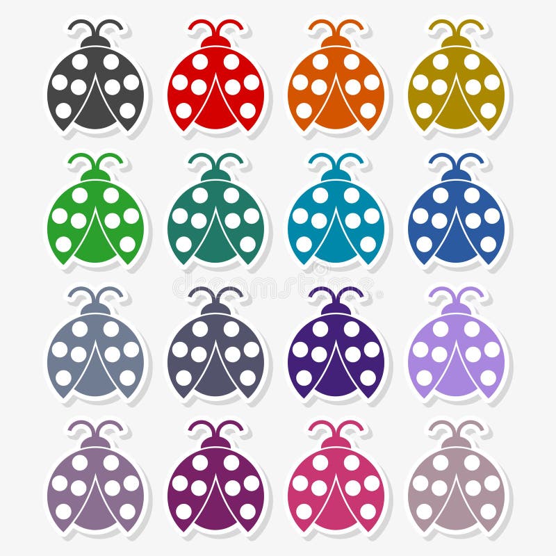 Ladybug Icons in Flat Style - Illustration Stock Vector - Illustration ...