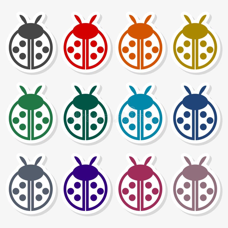 Ladybug Icons in Flat Style - Illustration Stock Vector - Illustration ...