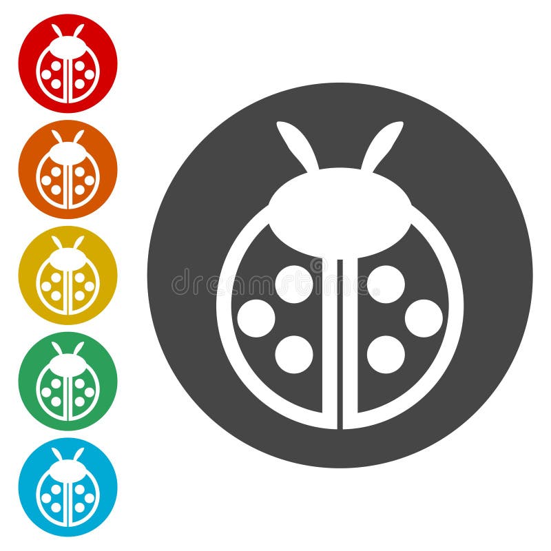 Ladybug Icons Set in Flat Style Stock Vector - Illustration of flying ...