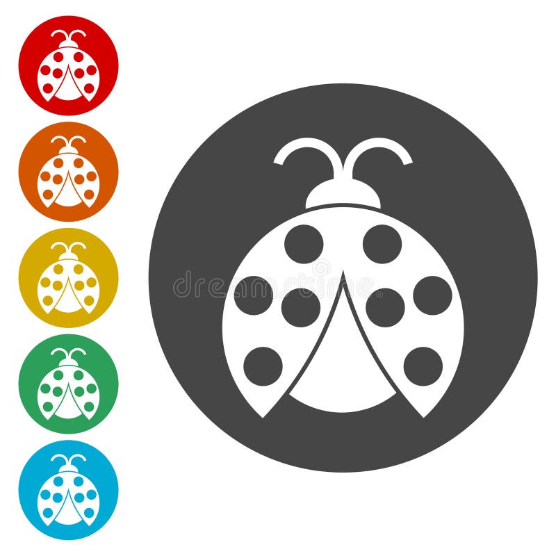 Ladybug Icons Set in Flat Style Stock Vector - Illustration of black ...