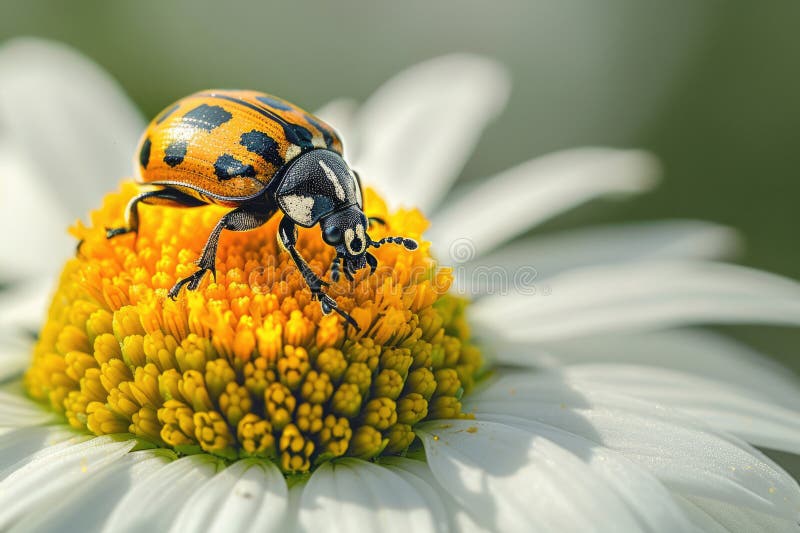 Ladybug Insect Pollinates a Flower in Spring Stock Image - Image of ...