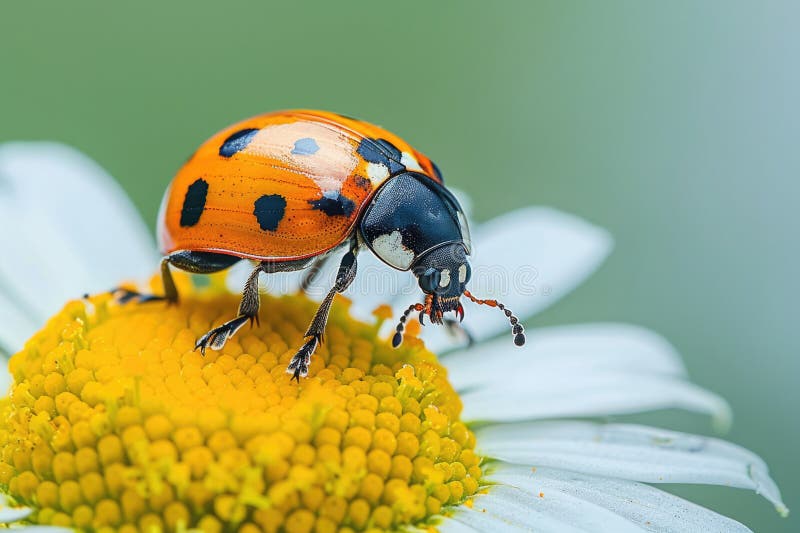 Ladybug Insect Pollinates a Flower in Spring Stock Image - Image of ...
