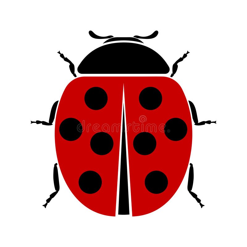 Ladybug or Ladybird, Cute Flat Design of Black and Red Lady Beetle ...
