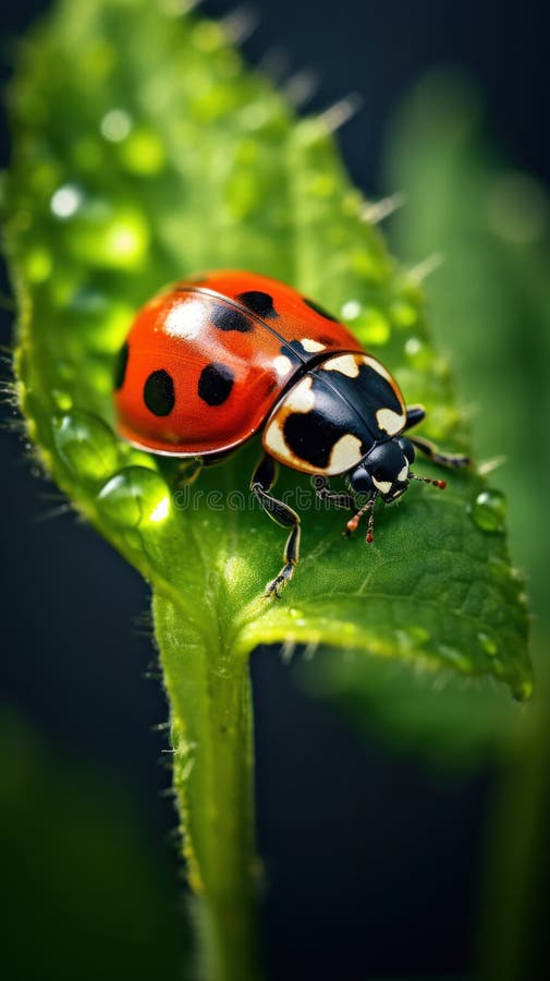 A Ladybug on a Leaf in the Field Stock Illustration - Illustration of ...