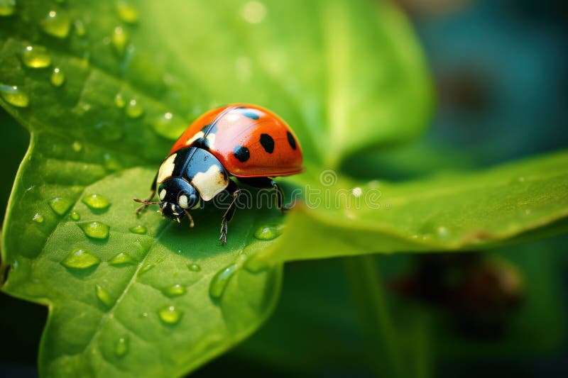 A Ladybug on a Leaf in the Field Stock Illustration - Illustration of ...