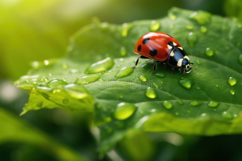 A Ladybug on a Leaf in the Field Stock Image - Image of clean, botany ...