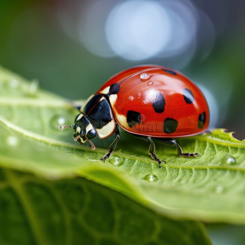 A Ladybug on a Leaf in the Field Stock Photo - Image of entomology ...