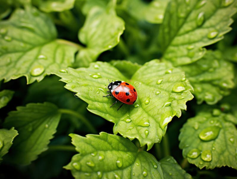 Ladybug on leaf stock illustration. Illustration of majestic - 293690039