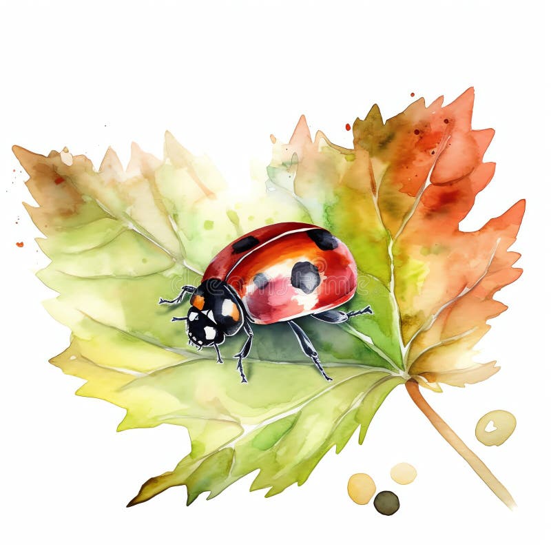 Ladybug_on_Leaves2 stock illustration. Illustration of ladybug - 279171695