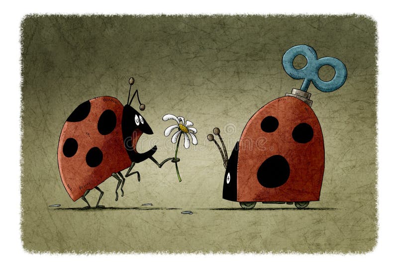 Ladybug in Love of Another Ladybug Which is a Wind-up Toy Stock ...